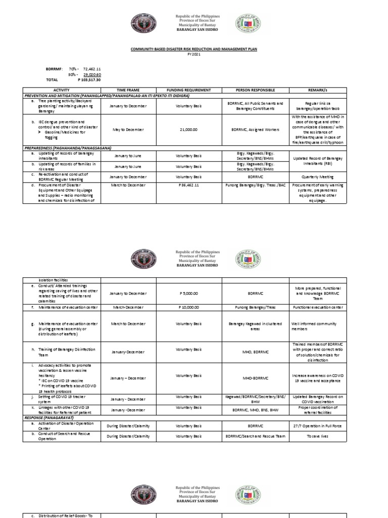 CBDRRM 2021 Editing | PDF | Emergency Management | Disasters