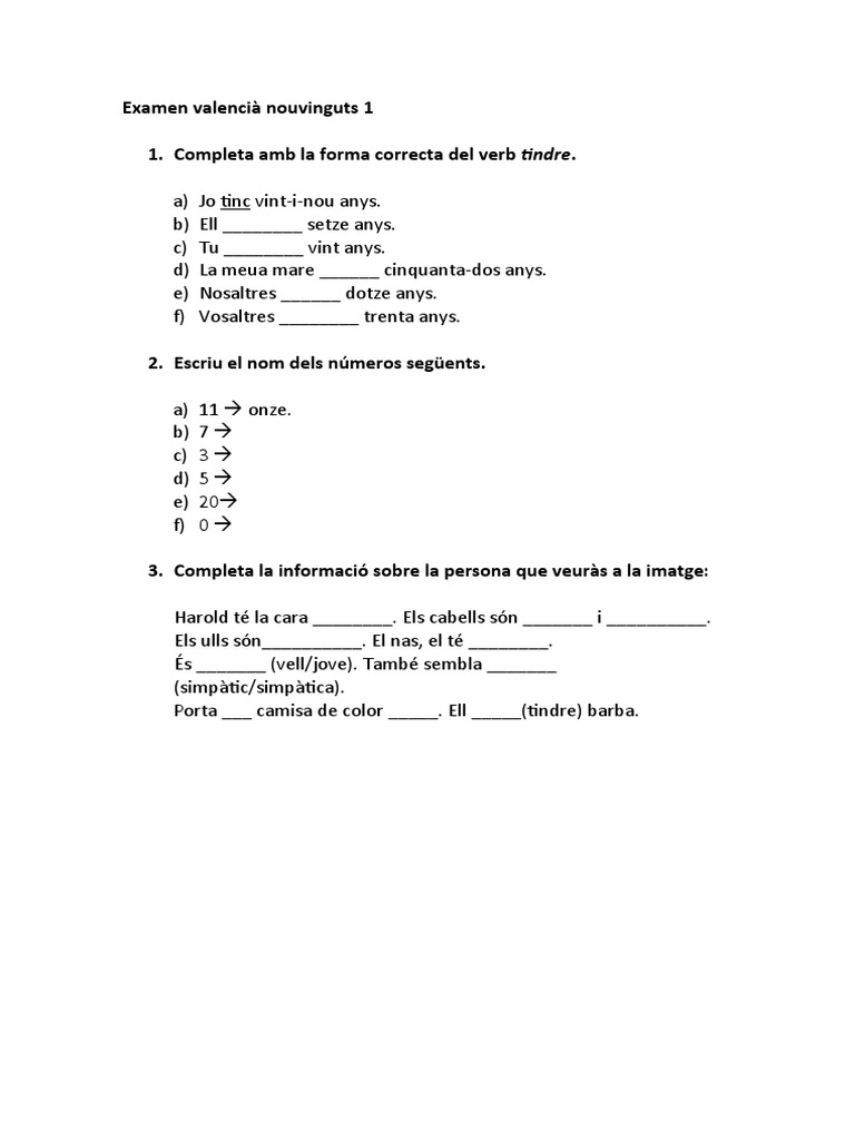 Examen Nouvinguts 1 | PDF