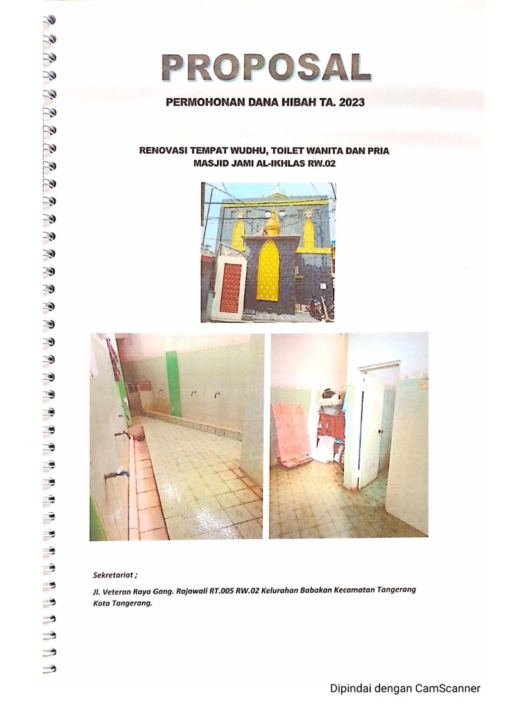 Proposal Permohonan Dana Hibah TA. 2023. Renovasi Tempat Wudhu, Toilet ...