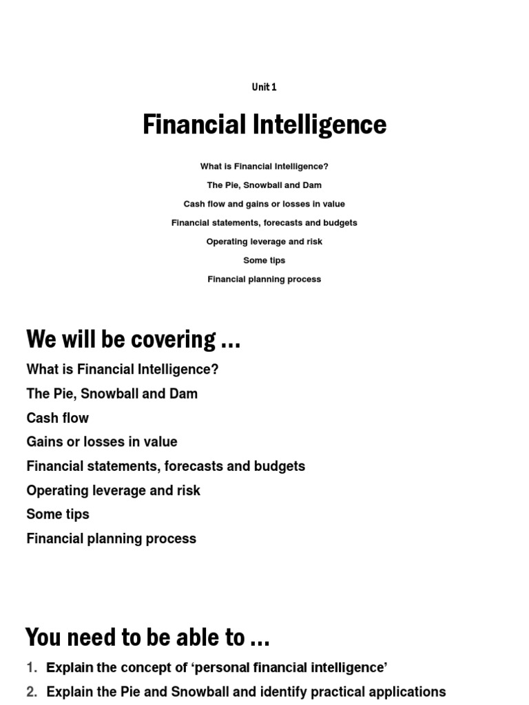 Financial Intelligence Basics | PDF