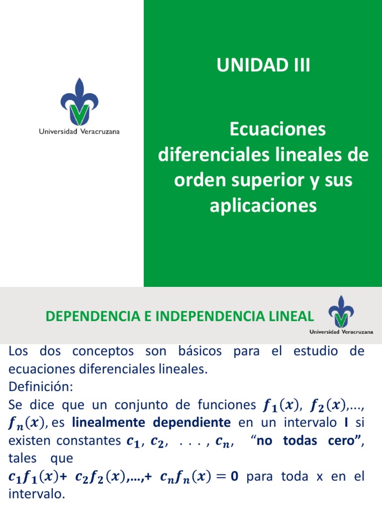 02 Dependencia e Independencia Lineal | PDF | Intervalo (Matemáticas) | Función (Matemáticas)
