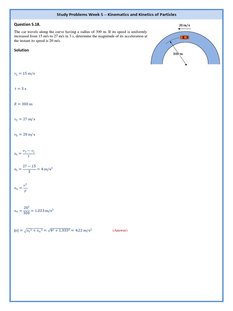 Kinematics and Kinetics Problems | PDF | Acceleration | Theory Of Relativity