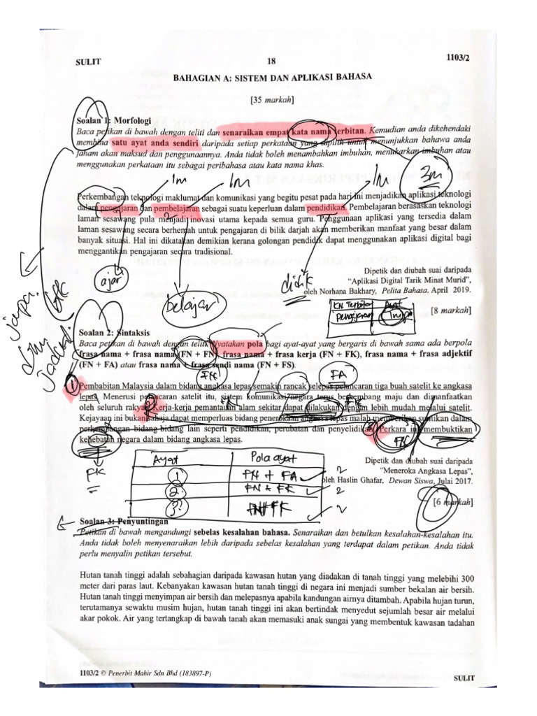 Bahagian A Sistem Dan Aplikasi Bahasa | PDF
