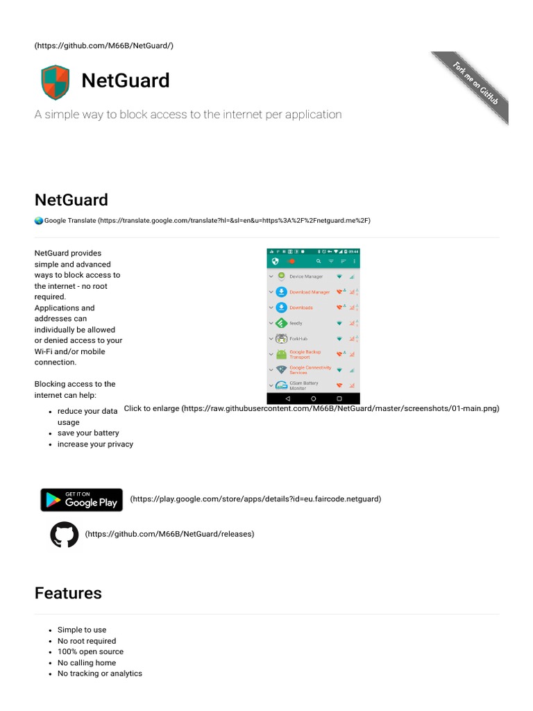 NetGuard - A Simple Way To Block Access To The Int | PDF | Internet | Android (Operating System)