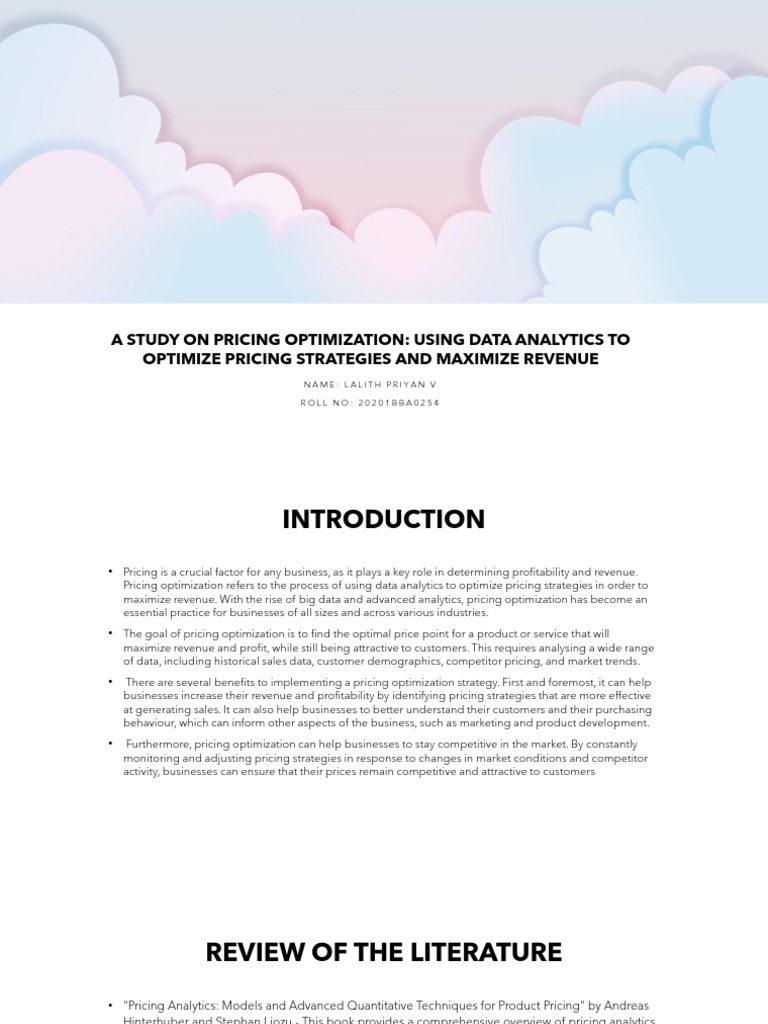 A Study On Pricing Optimization | Download Free PDF | Analytics | Pricing
