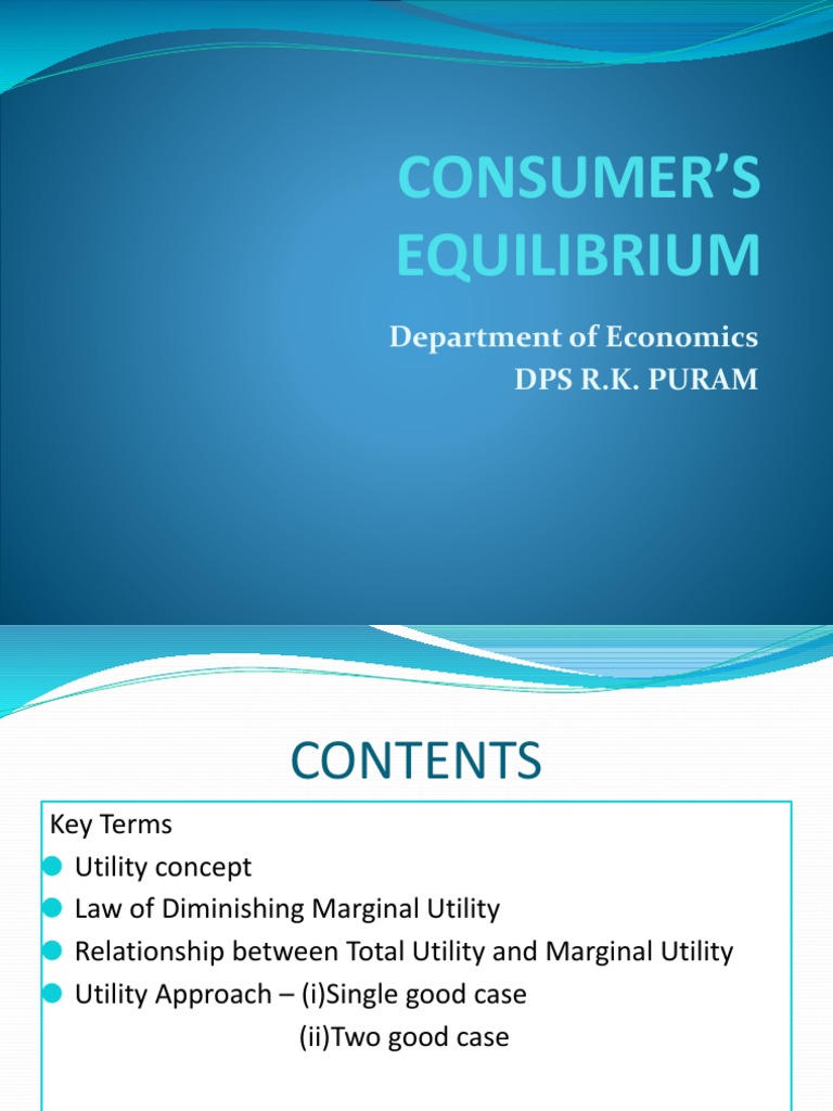 Consumer's Equilibrium | PDF