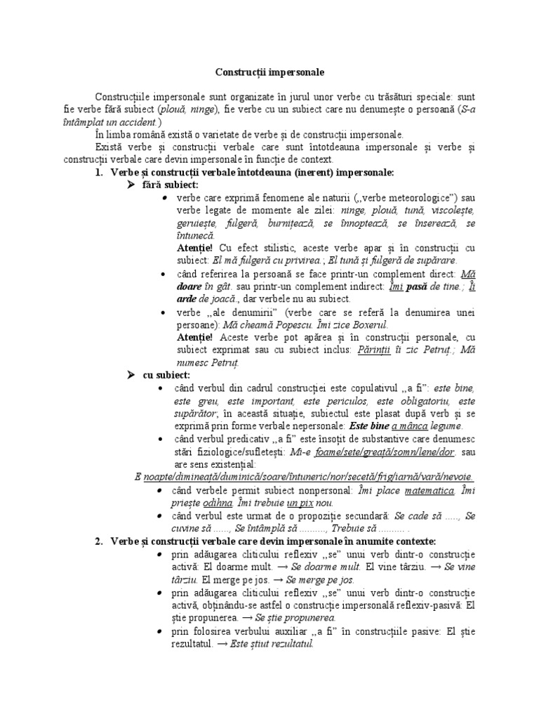 Construcții Impersonale | PDF