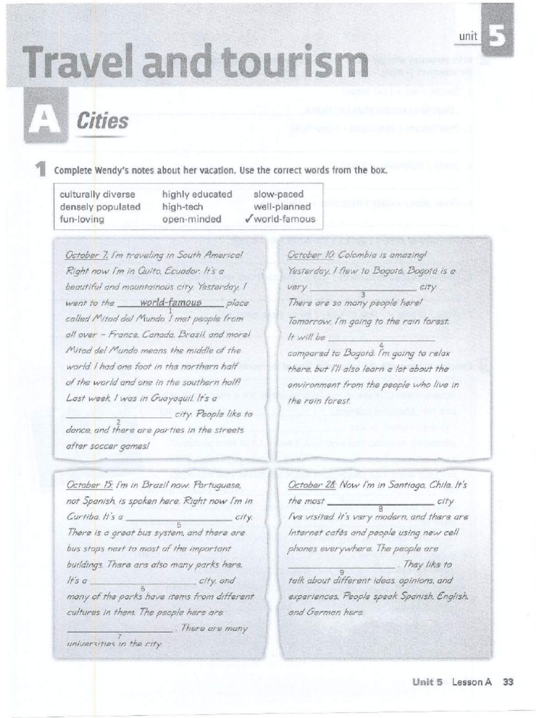 Unit 5-Four Corners Workbook 4A | PDF