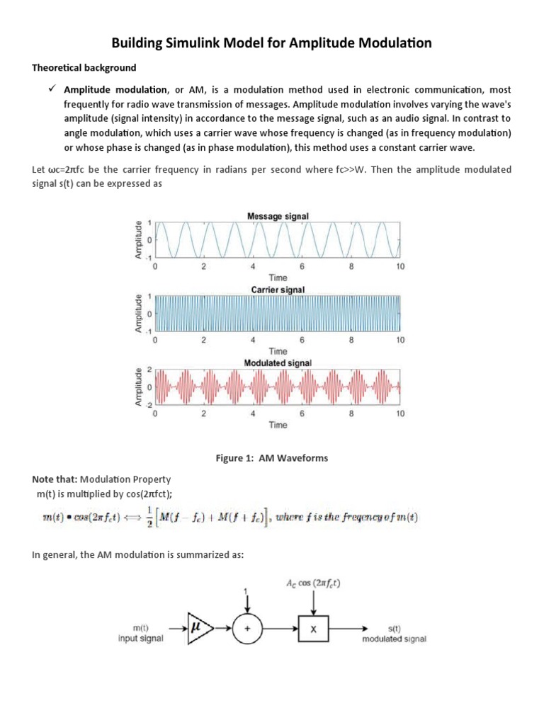 Am Modulation And Demodulation Pdf Modulation Signal To Noise Ratio