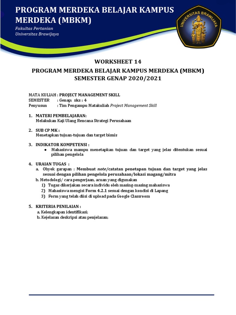 Worksheet 14. Project Man Skills | PDF