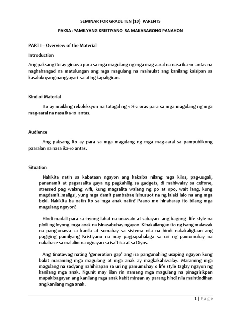 Revised Module GR 10 Parents Reco | PDF