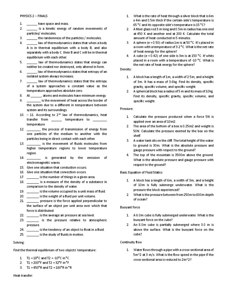 P2 Finals | PDF | Buoyancy | Pressure