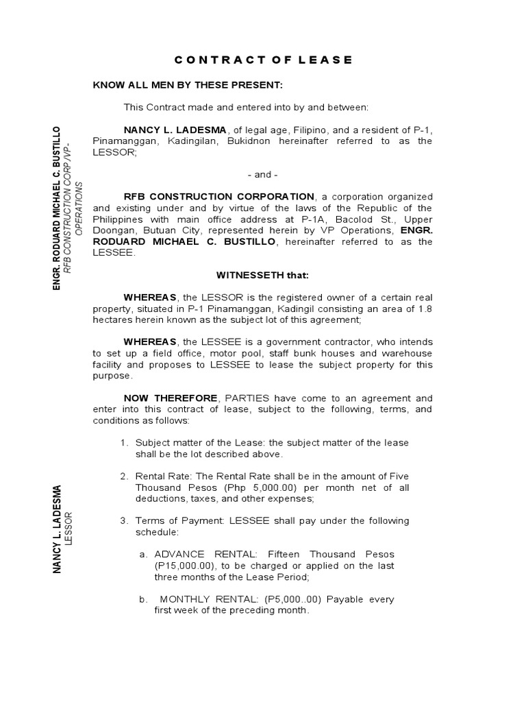 Lease Contract (Bunk House) | PDF | Lease | Taxes