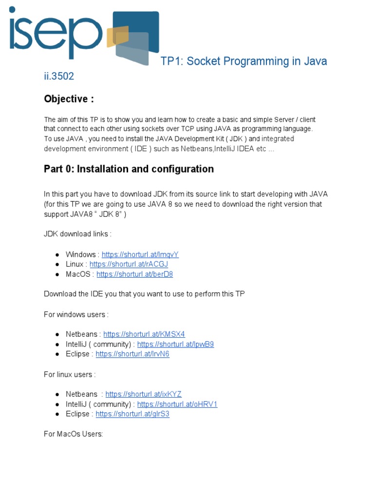 TP1 Socket - JAVA | PDF | Java (Programming Language) | Thread (Computing) TP1 Socket - JAVA | PDF | Java (Programming Language) | Thread (Computing)