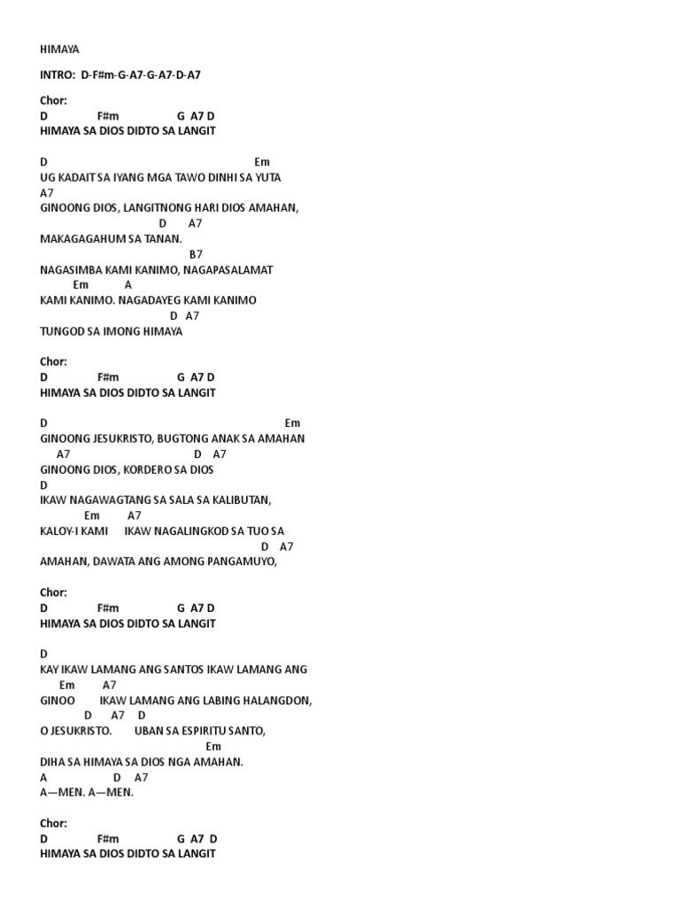 Himaya Sa Dios Didtosa Langit Guitar Chords | PDF