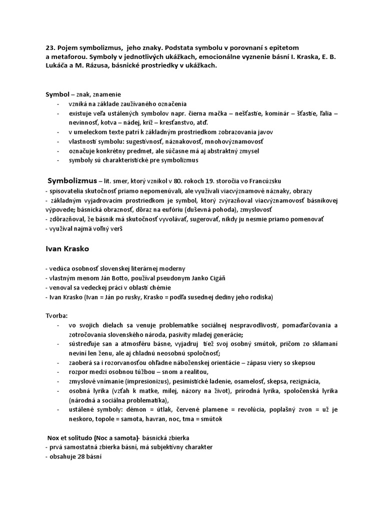 Maturita Literatúra 23 | PDF