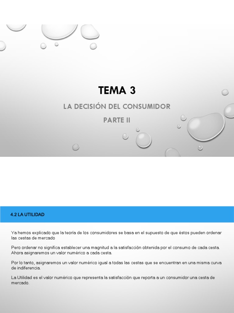 Tema 3 - Parte II - La Decisión Del Consumidor | PDF | Utilidad | Utilidad marginal