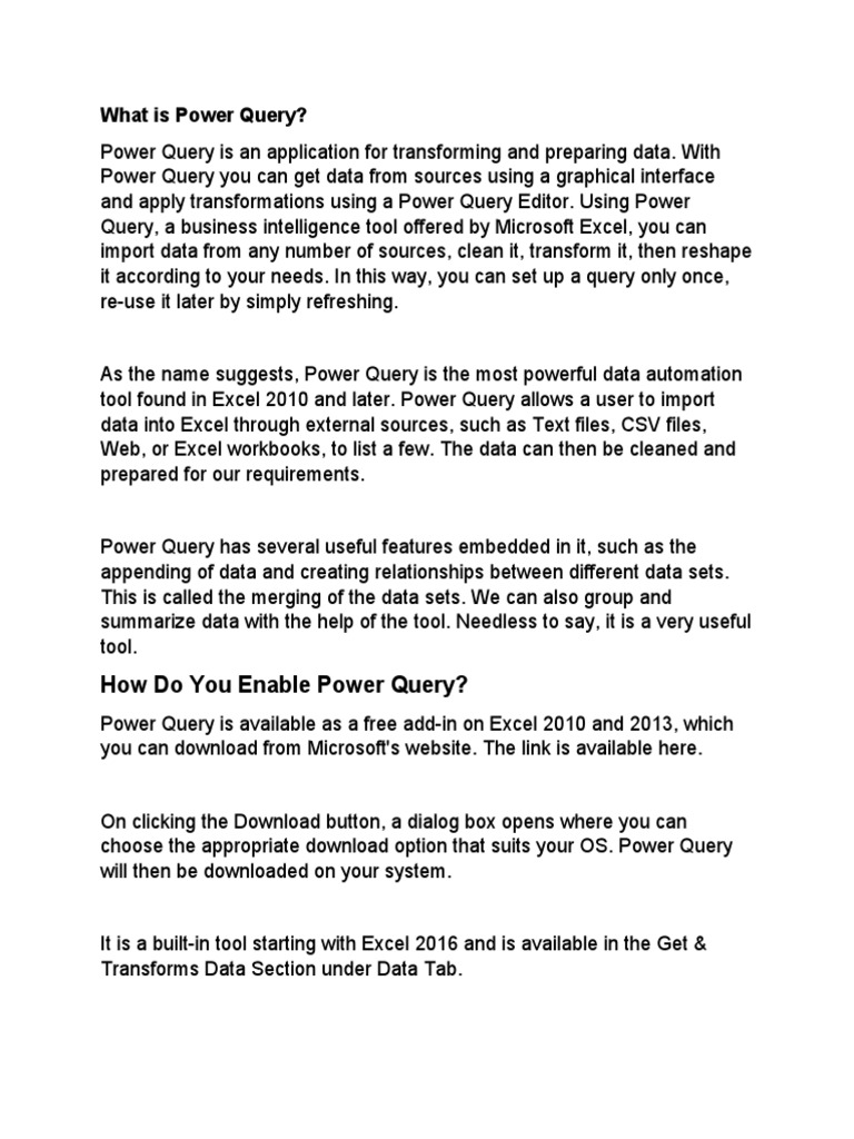 Power Query Notes | PDF