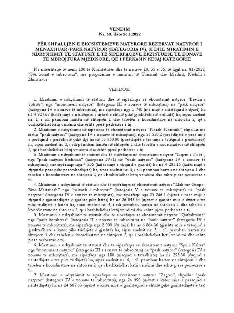VKM Nr.60, Datë 26.1.2022 - Pa Anekse | PDF