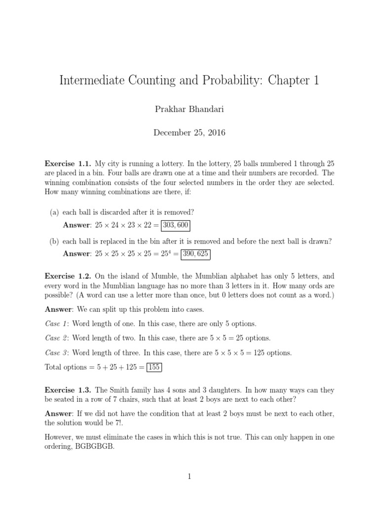 Intermediate Counting Probability Chapter 1 | PDF | Mathematics | Applied Mathematics