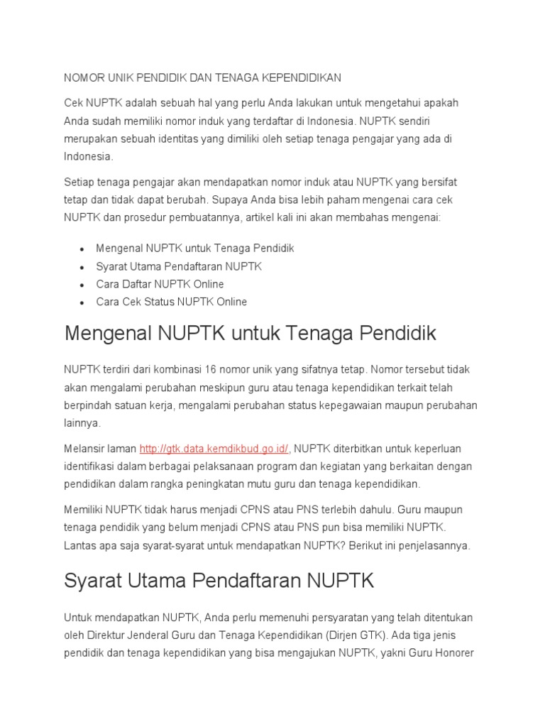 MEMBUAT NUPTK | PDF