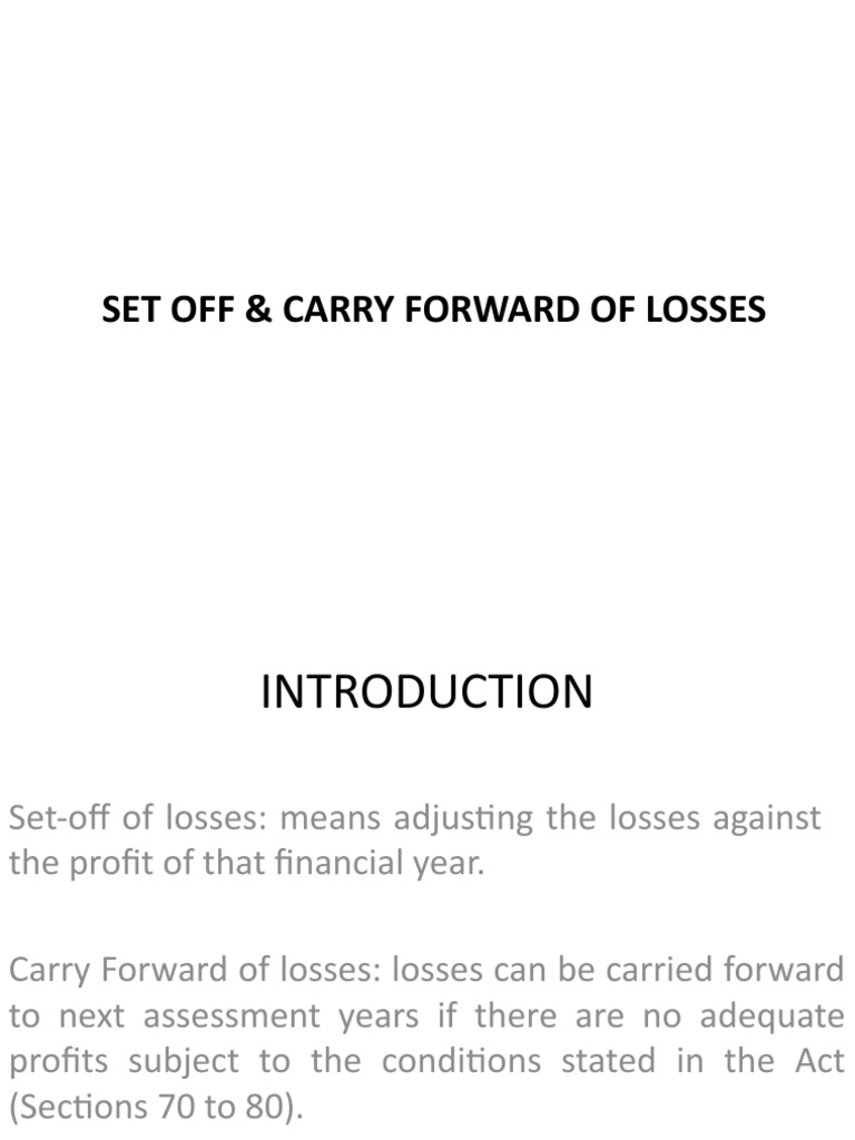 3 Set Off & Carry Forward of Losses | PDF 3 Set Off & Carry Forward of Losses | PDF