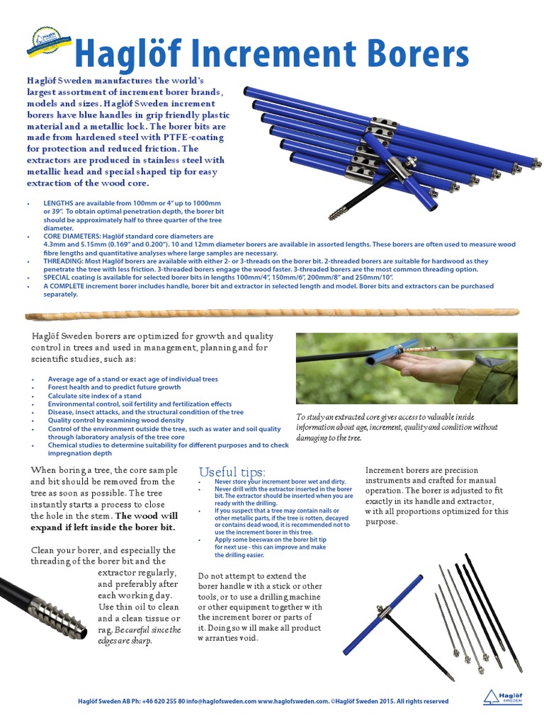 Haglöf Increment Borers Product Sheet ENU | PDF | Trees | Wood