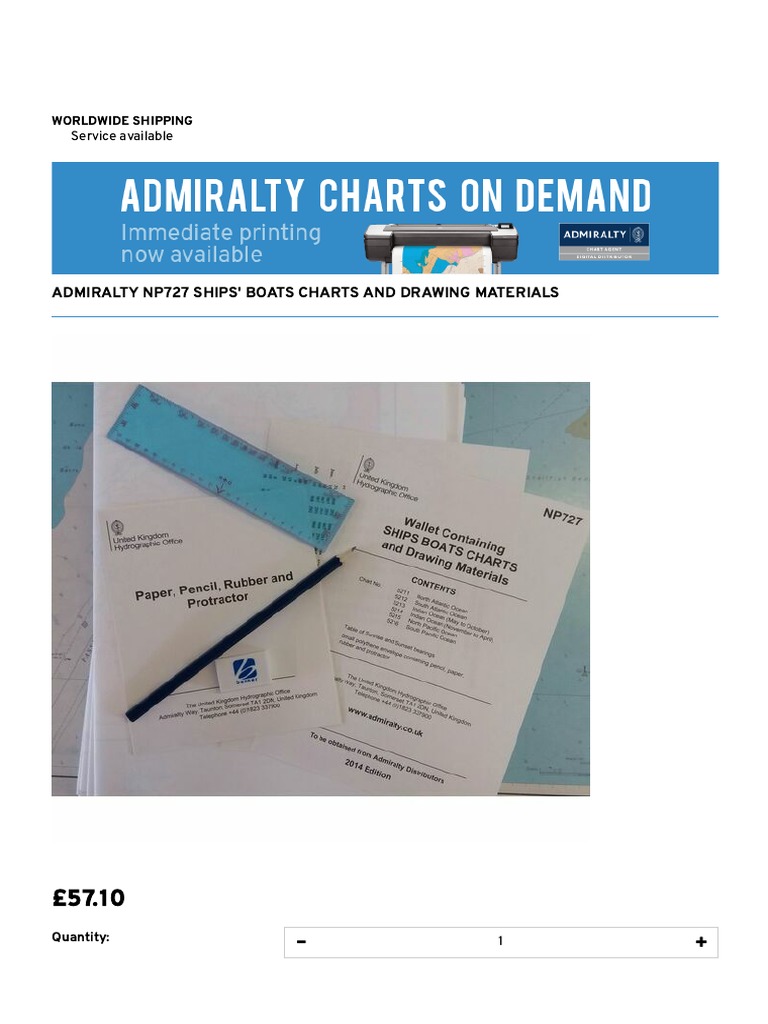 Admiralty NP727 Ships' Boats Charts and Drawing Materials Only 57.10 | PDF