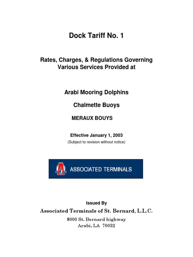 Arabi Mooring Dolphin Chalmette Buoys Meraux Buoys Tariff | PDF