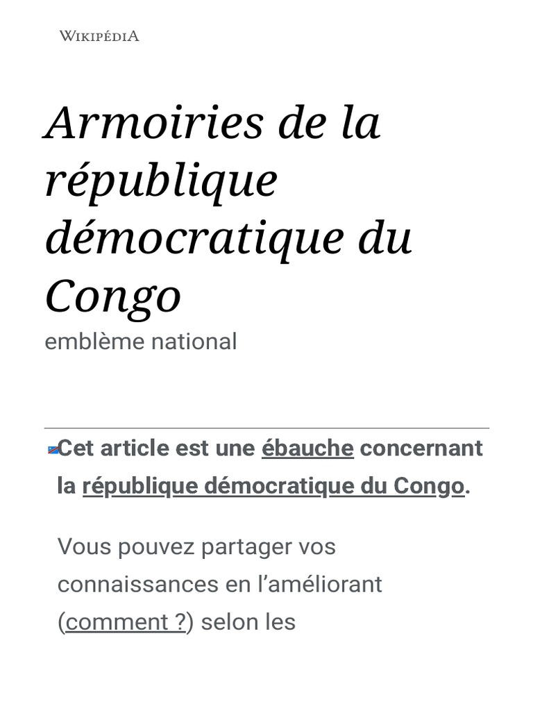 Armoiries de La République Démocratique Du Congo - Wikipédia | PDF