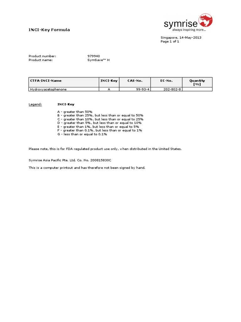 SymSave H® 979940 (INCI) | PDF