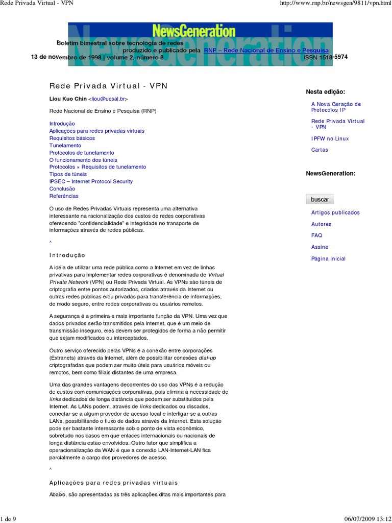 Rede Privada Virtual - VPN | PDF | Rede Privada Virtual (VPN) | Rede de ...