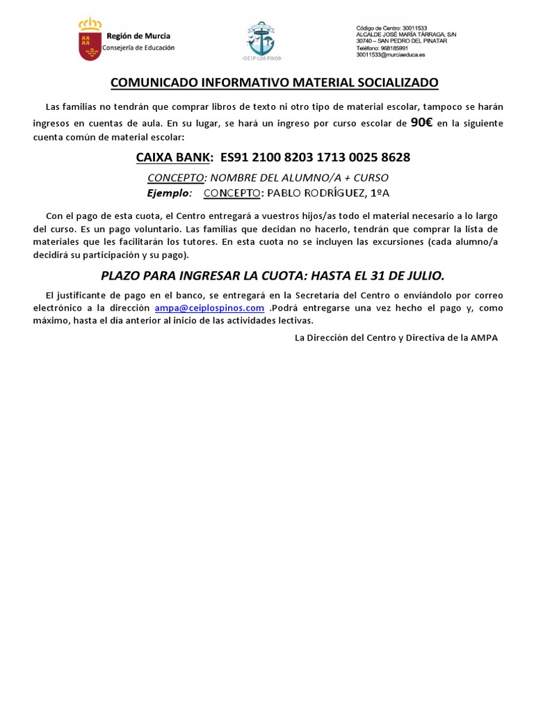 Comunicado Material Socializado | PDF