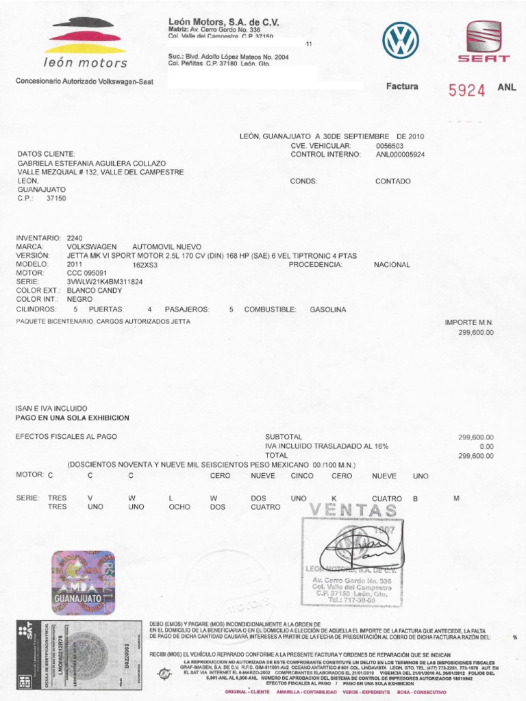 FACTURA JETTA - Unlocked | PDF