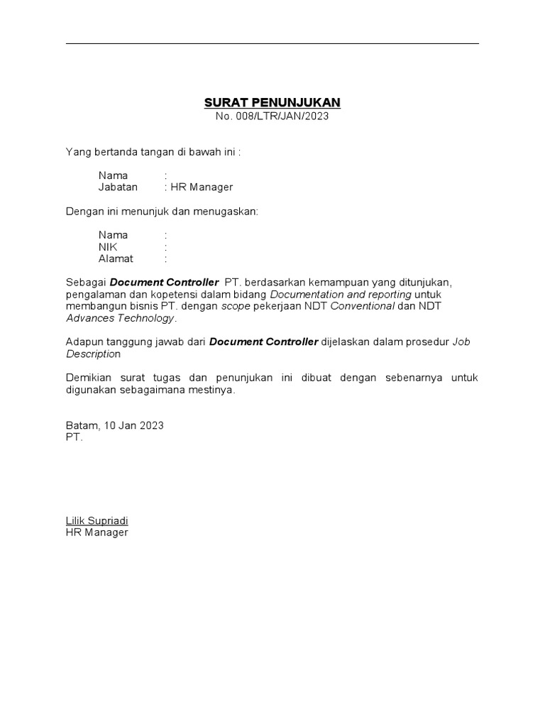 Surat Penunjukan | PDF