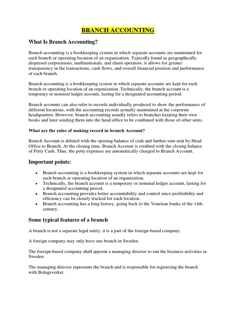 Unit-3 Branch Accounting | PDF