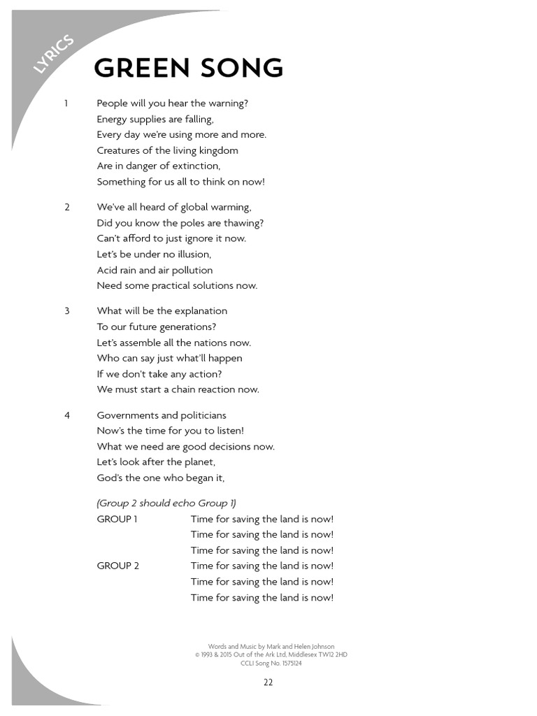 Green Song Lyrics | PDF