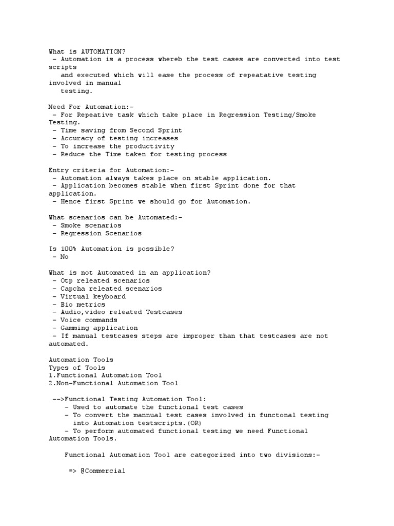 Introduction To Automation Pdf Automation Selenium Software