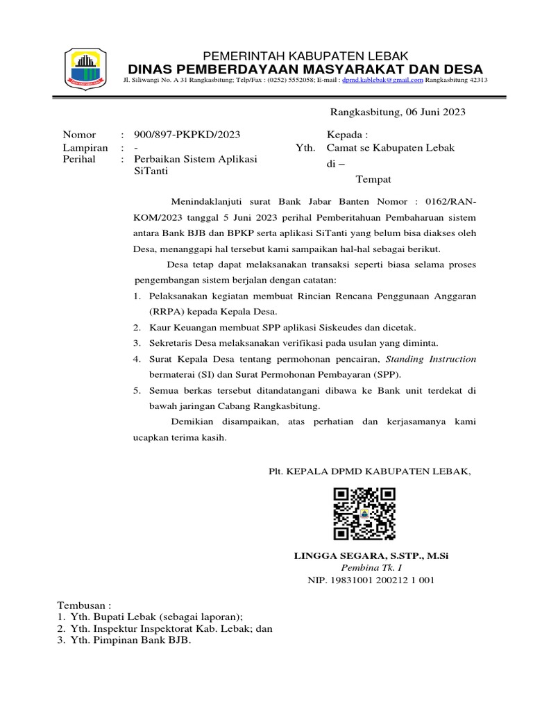 Surat Perbaikan Sistem Aplikasi SiTanti_sign_signed_signed | PDF
