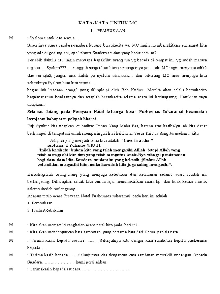 Kata-Kata Untuk MC | PDF