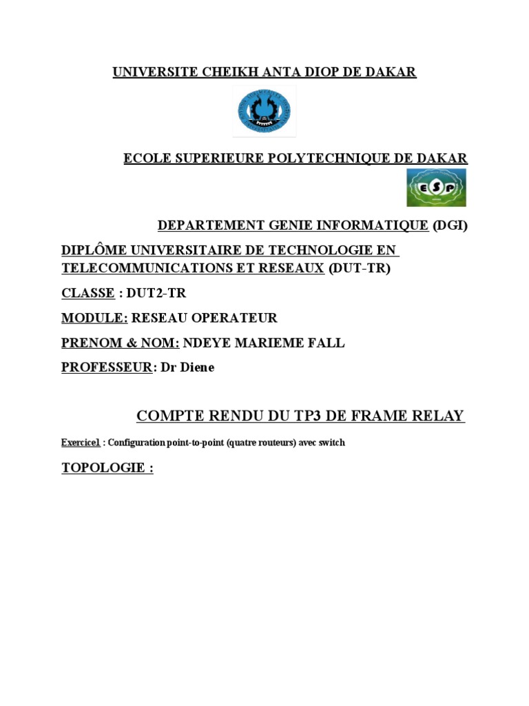 Compte Rendu Du TP de Frame Relay | PDF Compte Rendu Du TP de Frame Relay | PDF
