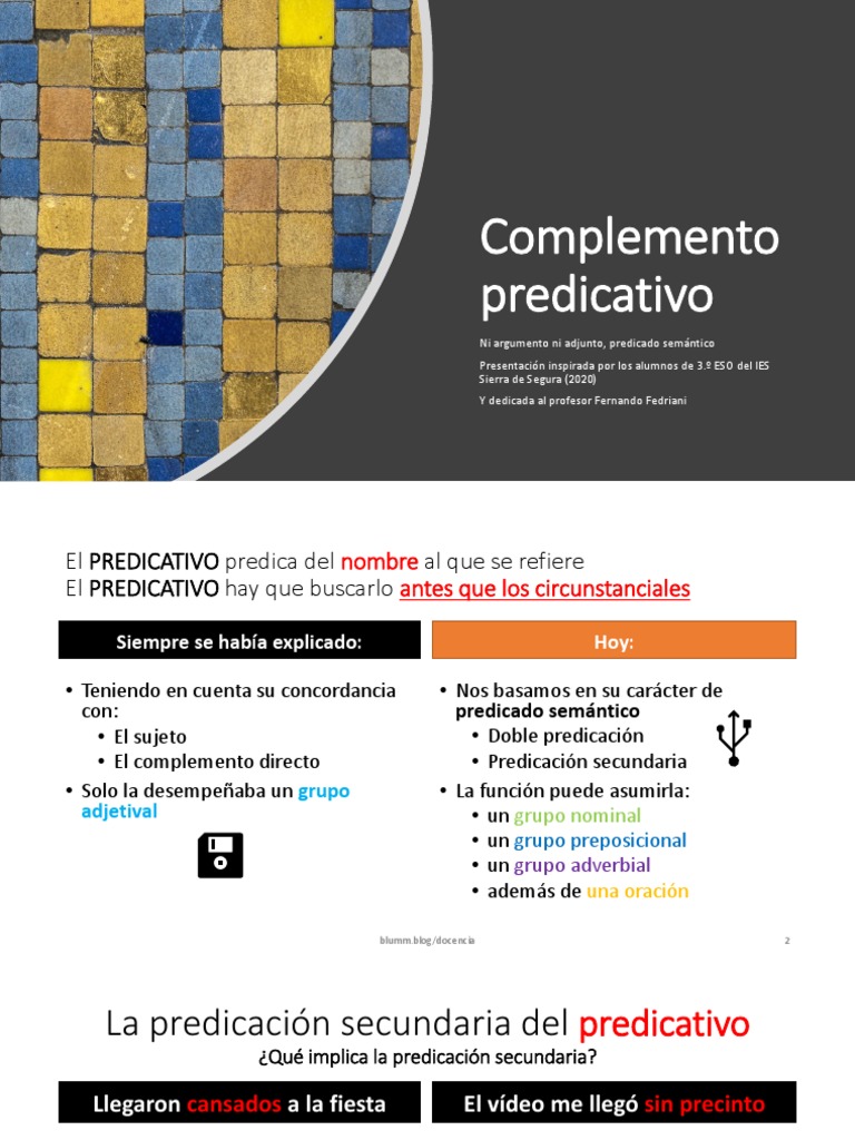 4a. Sintaxis. Complemento Predicativo | PDF