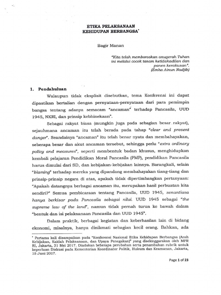 Prof. Bagir Manan Makalah | PDF