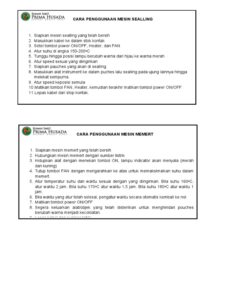 Cara Penggunaan Alat CSSD | PDF