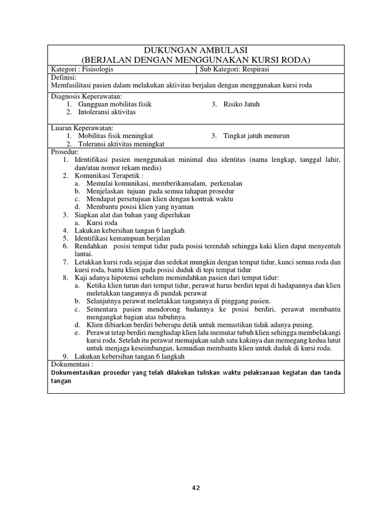 Spo Dukungan Ambulasi (Kursi Roda) | PDF