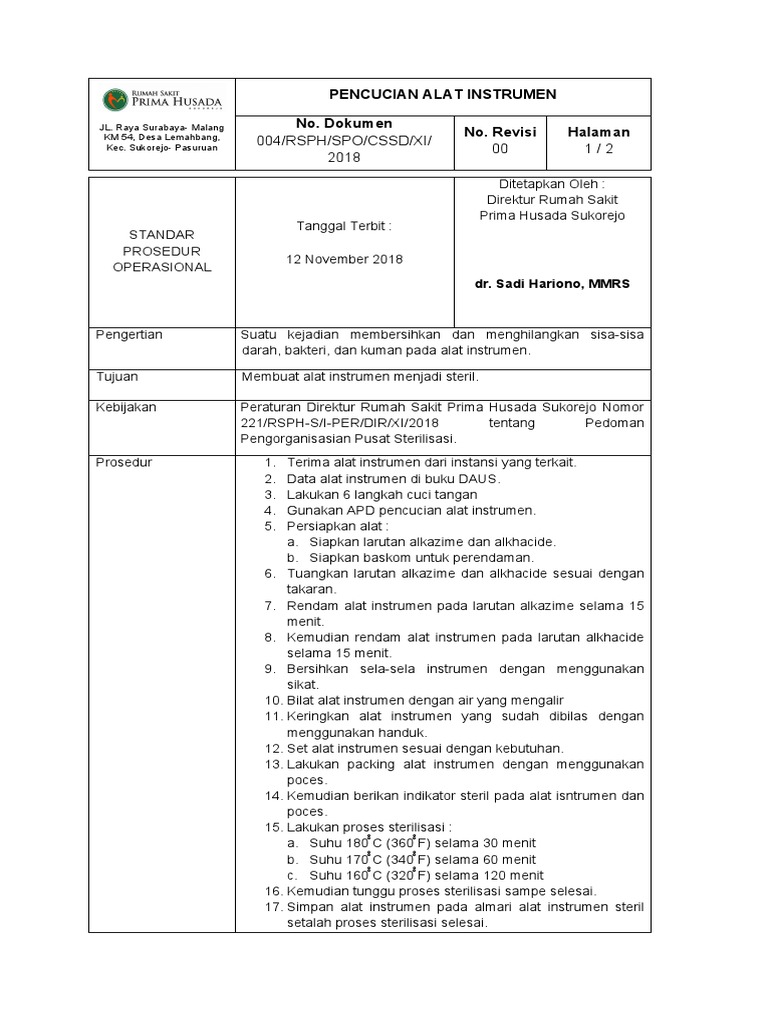 CSSD 4 Pencucian Instrumen | PDF