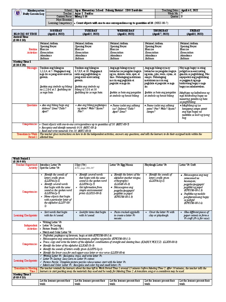 Kindergarten-DLL-Q3-Week7 Asf | PDF