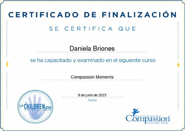 Compassion Moments - Certificado Del Curso | PDF