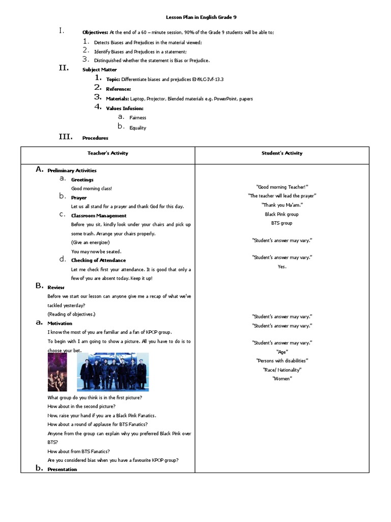 DIFFERENTIATE BIAS AND PREJUDICE GRADE 9 Q3 EN9LC-IVf-13.3 | PDF ... DIFFERENTIATE BIAS AND PREJUDICE GRADE 9 Q3 EN9LC-IVf-13.3 | PDF ...