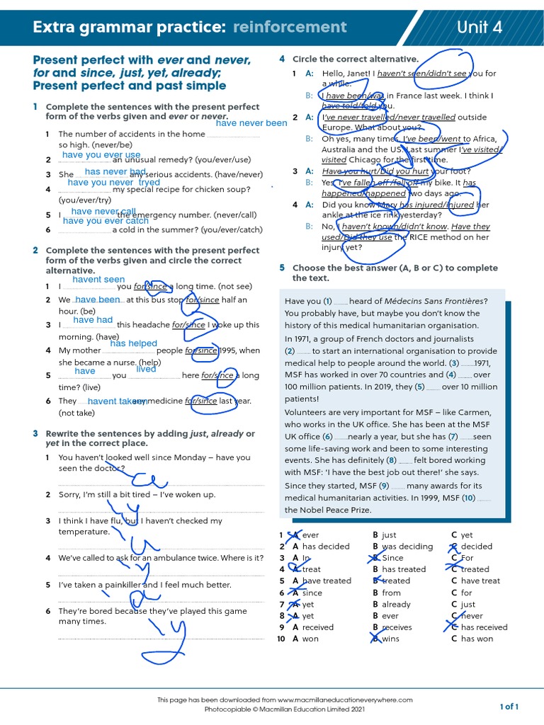 B1 U4 Extra Grammar Practice Reinforcement | PDF